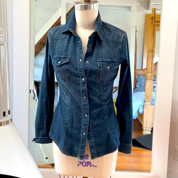 Sisley | Tops | Sisley Stretch Denim Western Shirt | Poshmark